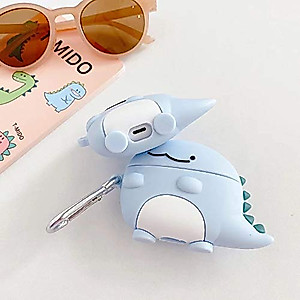 Bawposy Airpod 2/1 Case，Silicone 3D Cute Funny Cartoon Animal Kawaii Airpod Cover Skin Accessories Key Chain for Kids Girls Teens Women Boys (Cute Little Dinosaur)