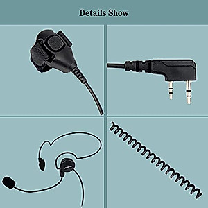 Retevis Behind-The-Head Walkie Talkie Earpiece with Boom Mic 2 Pin, Compatible RT22 RT21 H-777 RT68 RT19 pxton Arcshell Walkie Talkies, Two Way Radio Headset with Finger PTT(1 Pack)