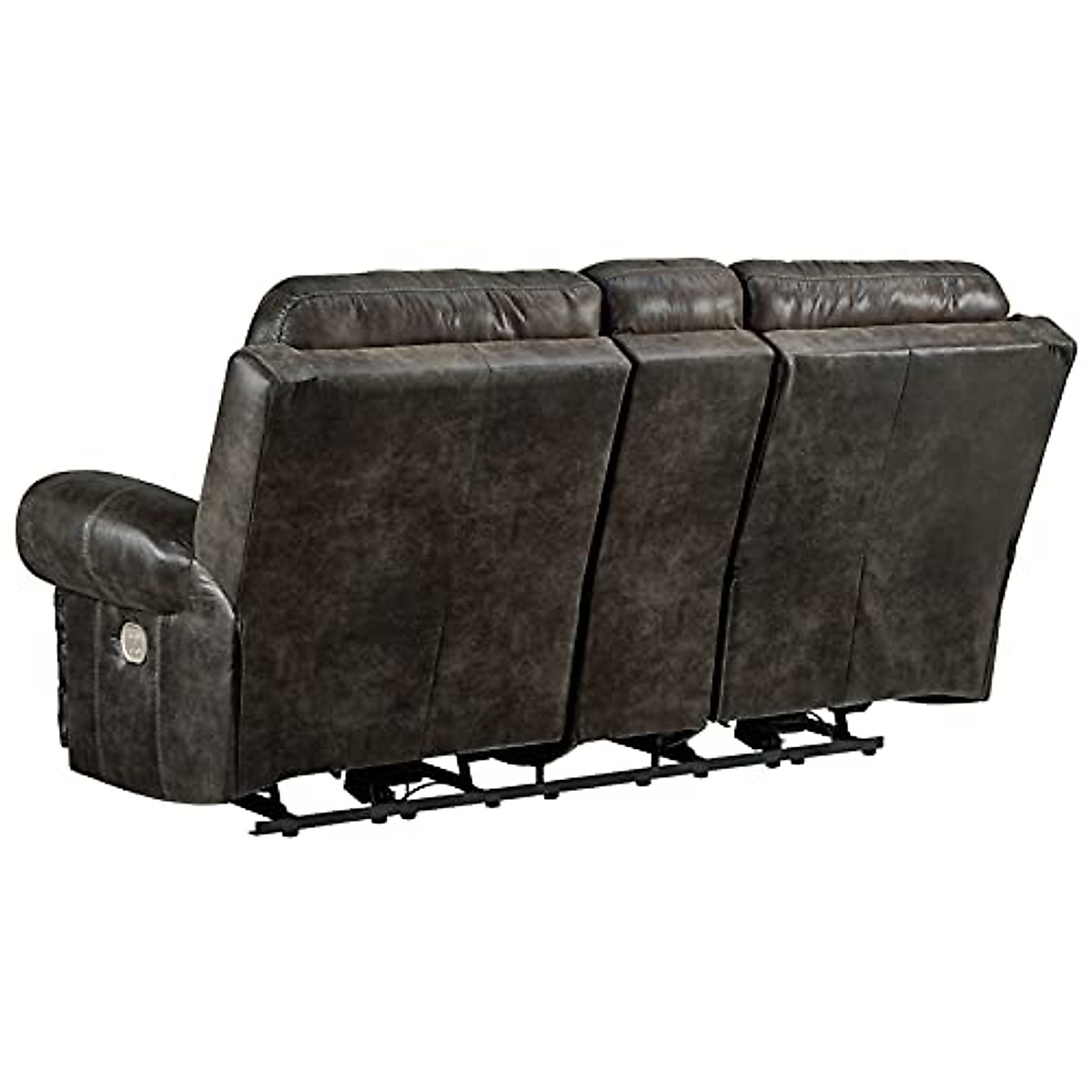 Signature Design by Ashley Grearview Power Reclining Loveseat with Console & Adjustable Headrest, Dark Gray
