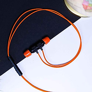 LUDOS Ultra Wired Earbuds in-Ear Headphones, 5 Years Warranty, Earphones with Microphone, Noise Isolating Ear Buds, Memory Foam for iPhone, Samsung, School Students, Kids, Women, Small Ears - Orange