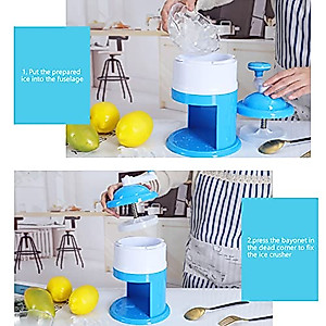 Portable Ice Crusher and Shaved Ice Machine, Manual Hand Crank Operated Fruit Smoothie Machine Mini Household Ice Shaver Small Ice Crusher Premium (A)