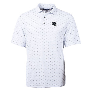 Cutter & Buck Men's White Seattle Seahawks Helmet Virtue Eco Pique Tile Print Recycled Polo