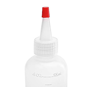 Hedume 30 Pack 4-Ounce Plastic Squeeze Bottles with Red Tip Cap and Measurement - BPA-Free, Latex-Free, Food-Grade - Good for Crafts, Art, Glue, Sauces, Ketchup, BBQ