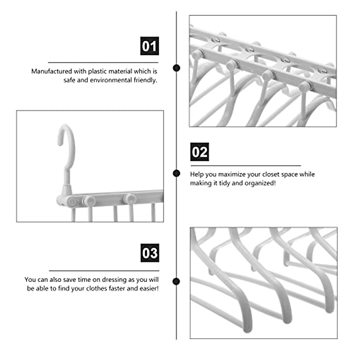 Tofficu Space Saver Hangers Hangers Space Saving Multifunctional Rotatable Plastic Clothes Rack Foldable Clothes Rack for Room Organization Hangers Space Saving