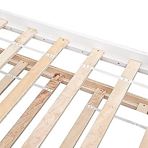 HomSof Twin Trundle, Platform Bed Frame with Headboard and Footboard,for Bedroom Small Living Space, White