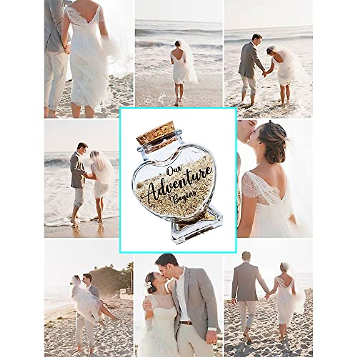 CATABUBU Honeymoon Sand Keepsake Jar 2023, Bridal Shower Gift, Wedding Gift, Engagement Gift, Honeymoon Gift, Travel Gift for Couples Newlywed, Hand Lettered Our Adventure Begin Jar(Heart Shape)