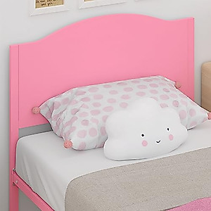 Timy Pink Kids Twin Bed Frame with Wooden Headboard and Footboard, Metal Platform Bed Frame for Boys Girls Teens Adults, Modern Kids Bed Furniture, No Box Spring Needed