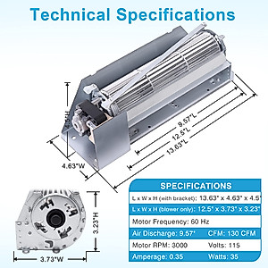 FBK-250 Fireplace Blower Fan Kit for Superior, Lennox Fireplaces, FBK250 Fireplace Blower Kit for Superior BC-36 DR-500CMN, Lennox MPD3530CNM IMDV3530CNM | HB-RB250 HBRB250 80L84 80L86 FBK Blower Kit
