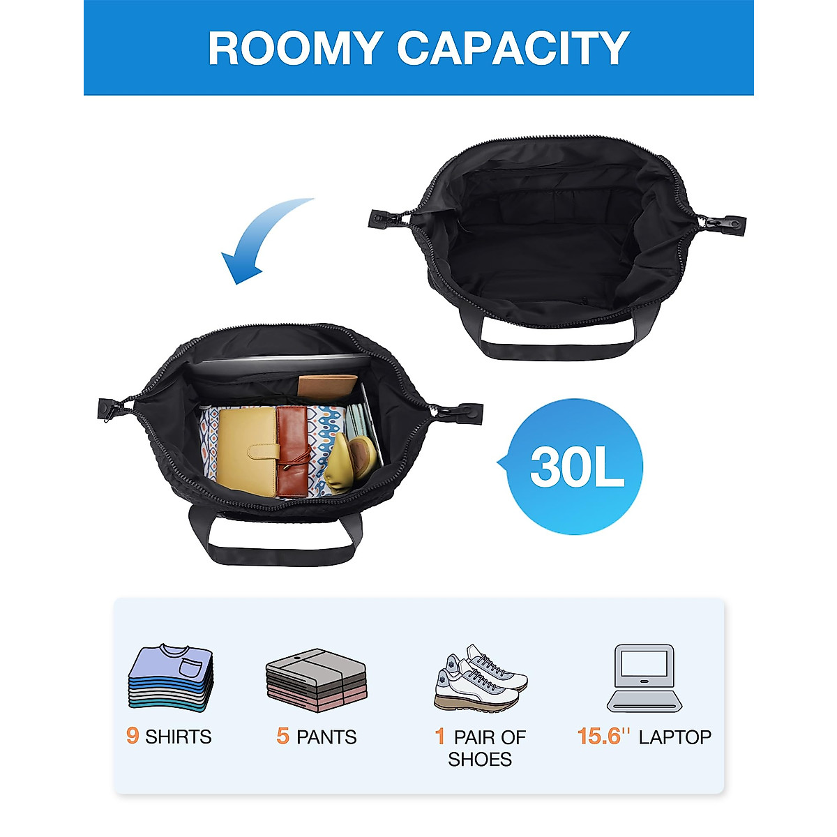 BAGSMART Large Gym Bag with Yoga Mat Buckle, Weekender Overnight Bag for Women, Travel Duffle Bag for Travel Essentials, Carry On Tote Bag Hospital Bag for Labor and Delivery