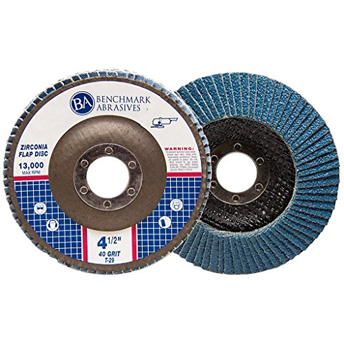 Benchmark Abrasives 4.5" Premium Zirconia Type 29 Flap Discs Grinding Wheels for Sanding Stock Rust Removal Finishing Grinding Deburring Stainless Steel, 7/8" Arbor  (10 Pack) - 40 Grit