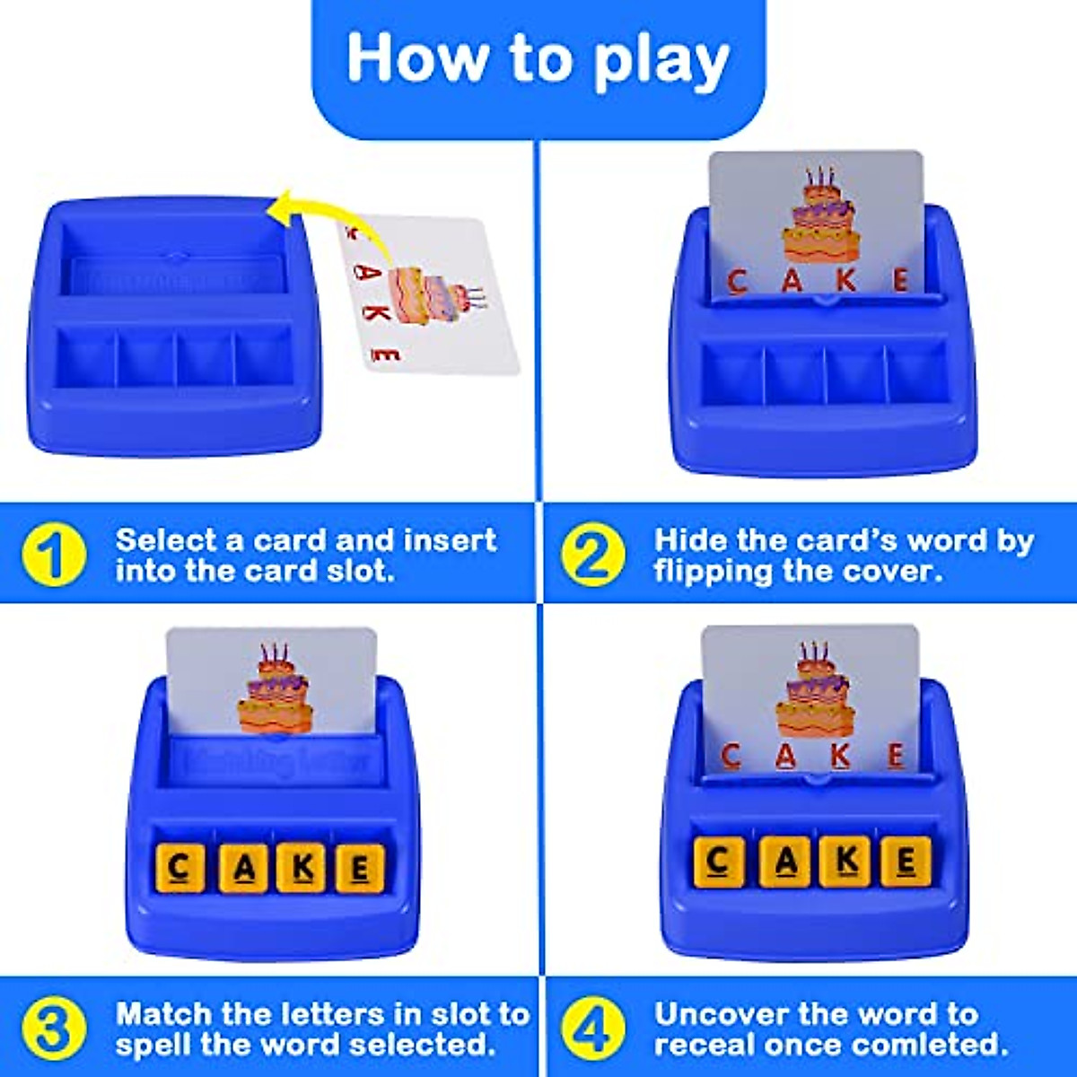 Fenikso Matching Letter Game, Alphabet Spelling & Reading Words, Objects & Color Recognition, Early Learning Educational Toy for Preschool & Kindergarten Kids Over 3-8 Years Old, Best Gifts