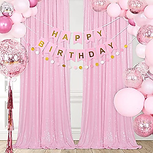 Pink Curtains 2ftx8ft Sequin Backdrop Curtain 2 Panels Pink Glitter Backdrop Fabric Drapes for Paties Holiday Decor
