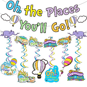 Oh The Places You'll Go Decorations Dr Seuss Party Decorations Oh The Places You'll Go Banner Hot air Balloon Decorations Kindergarten Preschool Graduation Decorations