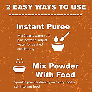 Whole Life Pet Pumpkin Powder for Dogs and Cats. Firms Stool, Relieves Diarrhea. Mix with Water for Instant Puree. No Mess or Waste from Cans. Human Grade Quality