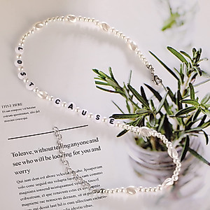 LOST CAUSE Necklace Inspired Miusic Adjustable Pearl Beaded Choker Necklace Fans Gifts