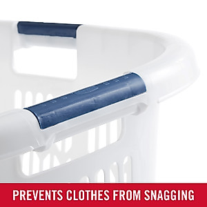 Rubbermaid XL Hip-Hugger Laundry Basket/Hamper, 2.1-Bushel, White, Stackable Storage Bin/Organizer for Bathroom/Bedroom/Dorm/Home
