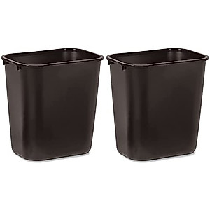 Rubbermaid Commercial 295600BK Deskside Plastic Wastebasket, Rectangular, 7 gal, Black (2)