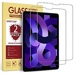 OMOTON Screen Protector for iPad Air 5th 4th Generation (Air 5/4, 10.9 Inch, 2022/2020) iPad Pro 11 Inch (2022/2021/2020/2018) Tablet - Tempered Glass, Case Friendly, Apple Pencil Compatible, 2 Pack