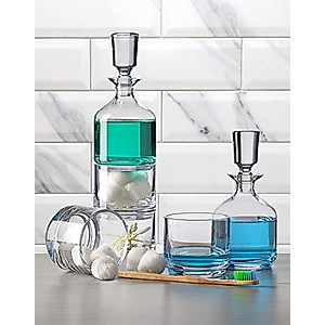 Godinger Stackable Whiskey Decanter and Whisky Glasses 3 pc set, for Liquor Scotch Bourbon or Wine