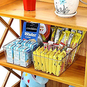 wilfox Pantry Organization, 5 Pack Clear Organizer Bins with Removable Dividers for Pantry, Kitchen, Fridge, Cabinet, Stackable Storage Bins for Snack, Pouches, Spice Packets