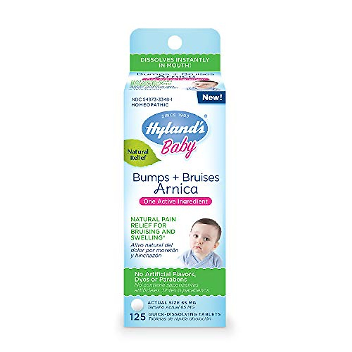 Hyland's Baby Bumps + Bruises Arnica Natural Pain Relief for Bruising and Swelling Tablets, 125 Count