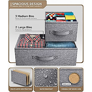 Sorbus Dresser with 5 Drawers - Storage Chest Organizer Unit with Steel Frame, Wood Top, Easy Pull Fabric Bins - Long Wide TV Stand for Bedroom Furniture, Hallway, Closet & Office Organization