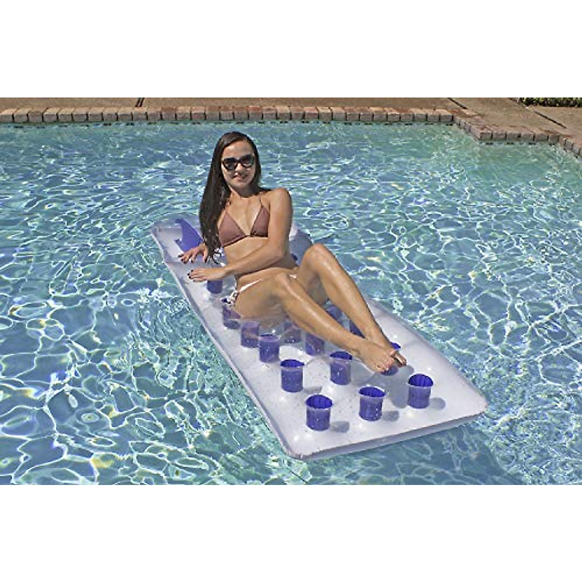 Poolmaster 83356 French Pocket Swimming Pool Mattress, Pink, Blue or Yellow