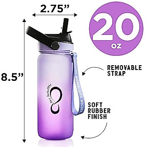 Live Infinitely 20oz Kids Water Bottle with Easy Sip Straw - Water Bottle is Dishwasher Safe & BPA Free Kids Water Bottle (Amethyst)