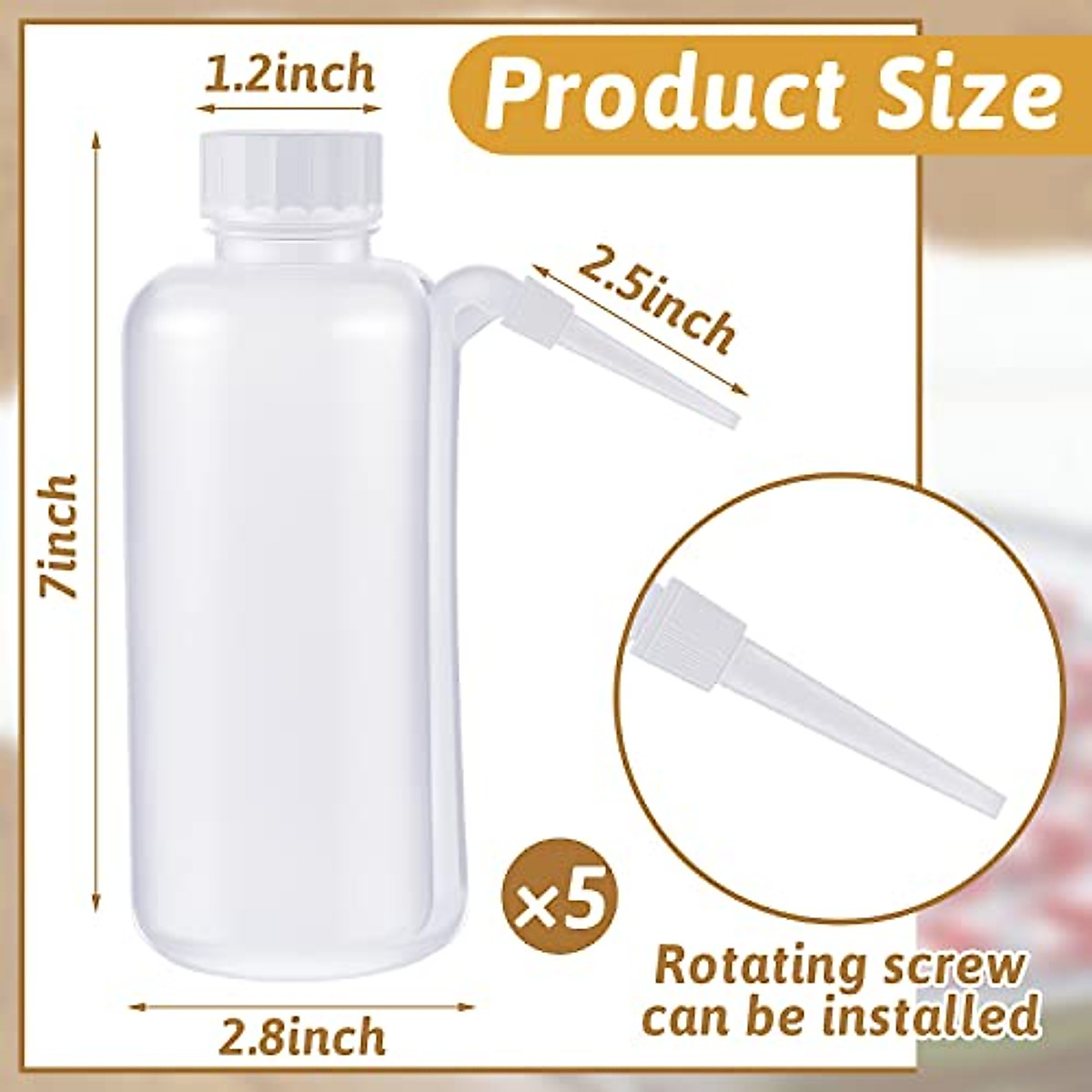 5 Pieces Communion Cup Filler Plastic No Drip Squeeze Bottle Communion Juice Dispenser with Side Straw Church Bottle Filler Holy Condiment Squeeze Bottles for Ceremony Communion Supplies, 17 oz