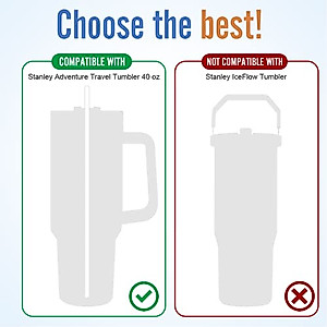 MLKSI Replacement Glass Straws for Stanley Cup Accessories, 8 Pack Reusable Straws with Cleaning Brush Compatible with Stanley 40oz Stanley Cup Stanley Water Jug