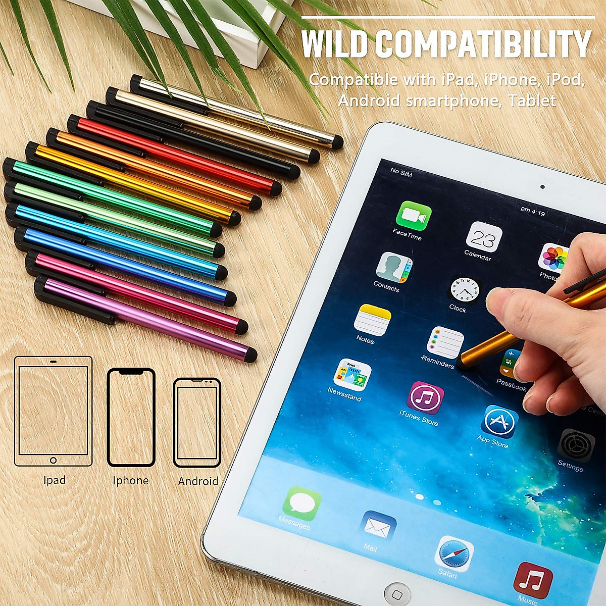 Outus 120 Pieces Stylus Pen Universal Capacitive Stylus Slim Digital Pen Compatible with iPad, iPhone, Samsung, Tablet, Most Devices with Capacitive Touch Screen, 12 Colors