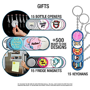 Nice2Have Button Maker Machine Multiple Sizes 1-1.25-2.25in (500 Buttons,15 Bottle Openers,15 Fridge Magnets,15 Keychain Buttons, 500+ Free Designs,3 Circle Cutters) - Pin Maker Machine
