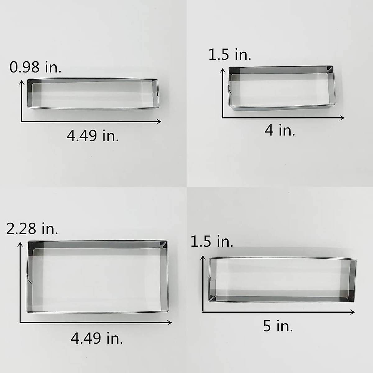 LILIAO Rectangle Scalloped Edge Cookie Cutter Set, Stainless Steel (Rectangle and Scalloped Edge 8-Piece Set)