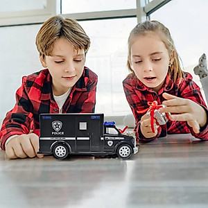 CYKT 3-7 Year Old Boy Police Car Toy, LED Music Electric Universal Wheel Police Car Toy, 3-10 Year Old Boy and Girl Police Car Toy Gift