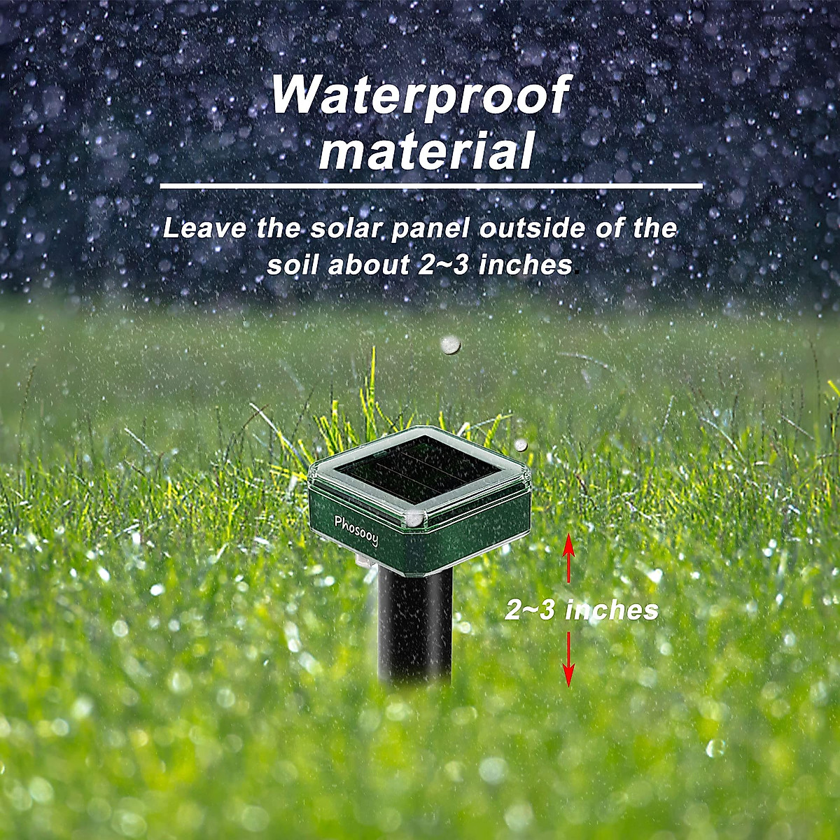 Phosooy Solar Mole Repellent Stakes, 8 Pack Solar Powered Ultrasonic Snake Gopher Deterrent Spikes, Waterproof Solar Rodent Voles Gopher Chipmunk Repellent for Lawn, Garden, Farm Outdoor Use