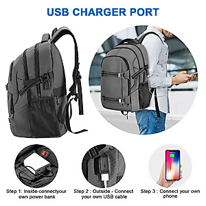 HORHUB Laptop Travel Backpack for Men Women, Anti Theft Business Backpack fits 17 Inch Notebook, Slim Sakteboard Backpack with USB Charging Port, College Bookbag Tech Backpack Teens Boys Gifts, Grey