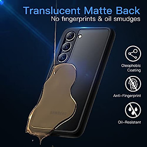 JETech 5 in 1 Matte Case for Samsung Galaxy S23 5G 6.1-Inch with 2-Pack Screen Protector and Camera Lens Protector, Translucent Back Protective Phone Cover, Tempered Glass Film (Black)