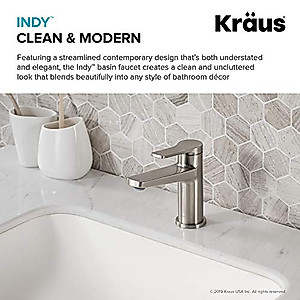 KRAUS Indy Single Handle Basin Bathroom Faucet in Spot Free Stainless Steel, KBF-1401SFS
