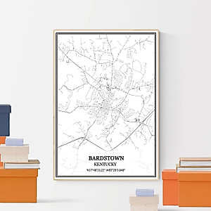 TANOKCRS Ashland Kentucky USA America Map Wall Art Canvas Print Poster Artwork Unframed Modern Black and White Map Souvenir Gift Home Decor