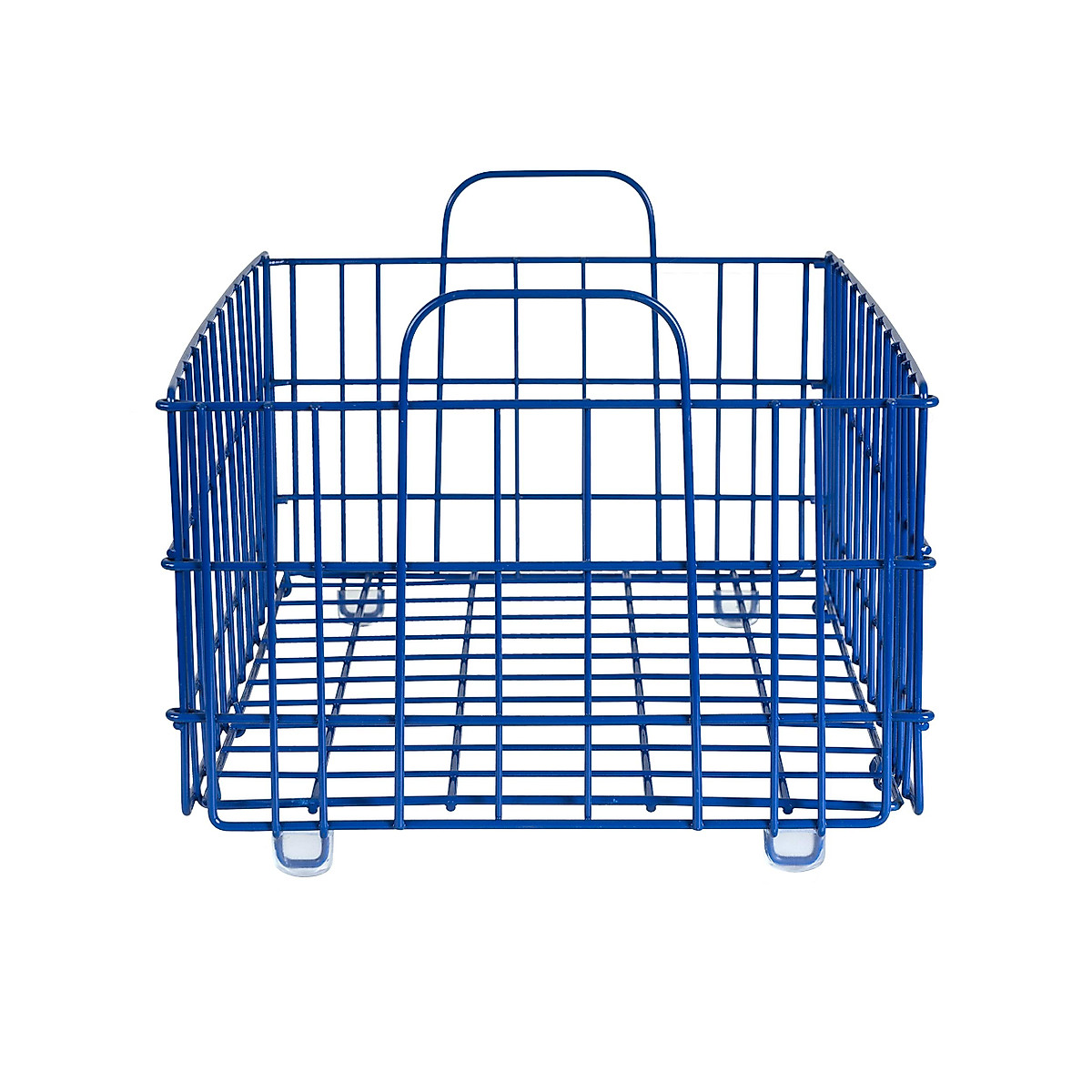 Atlantic Tabletop Wire Storage Basket, Heavy-Gauge Powder-Coated Metal Wire Construction, Stackable for Easy Expansion, Collapsible & Foldable, Non-Slip Feet, Plastic Liner, PN 23308043 – Blue