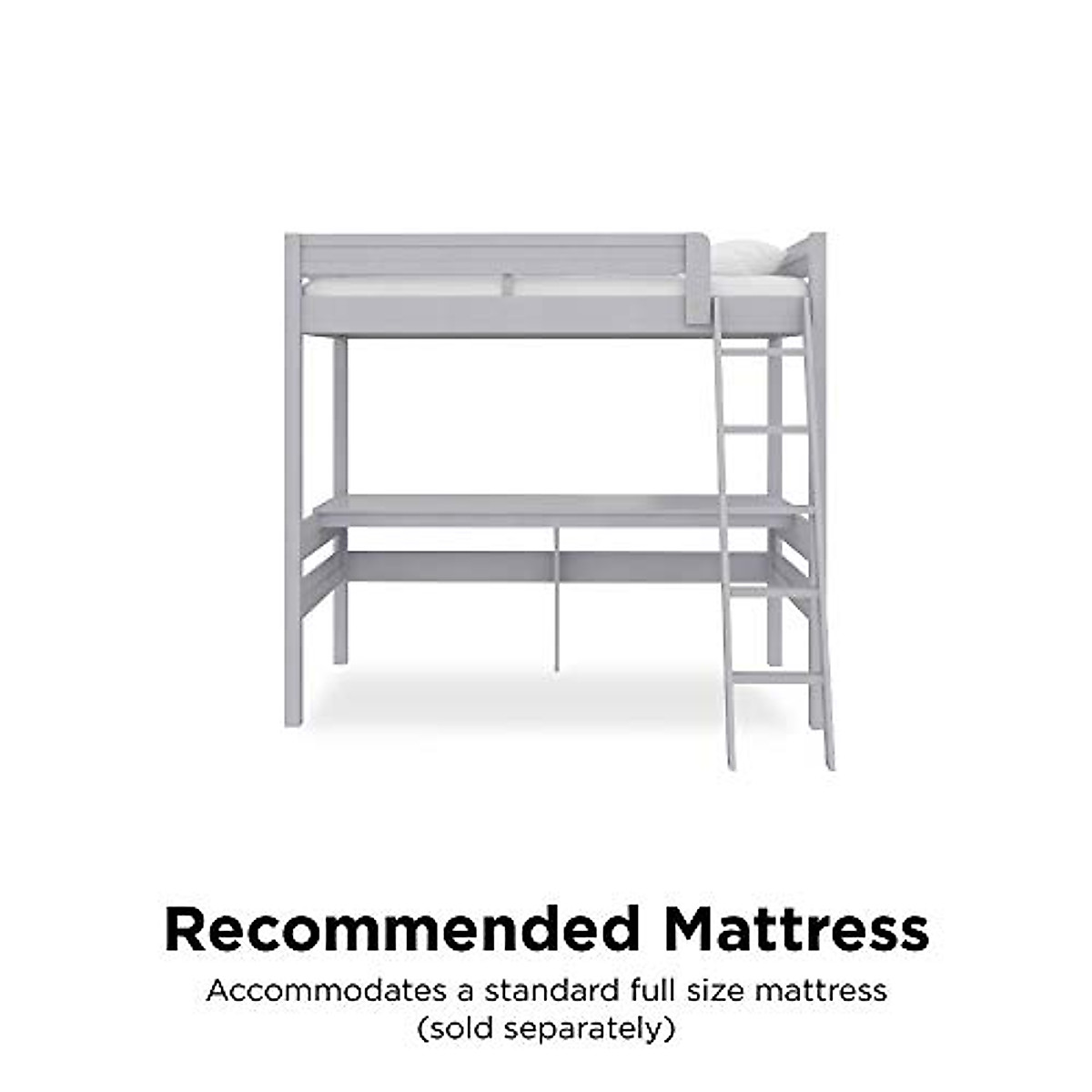 DHP Dorel Living Harlan Wood Bed with Ladder and GuardRail, Twin, Gray Loft