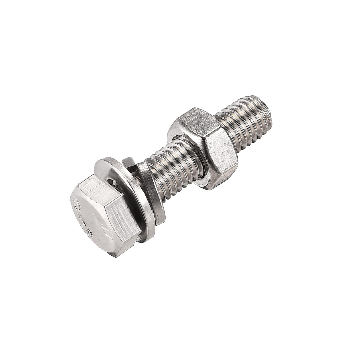 uxcell M10 x 45mm Hex Head Screws Bolts, Nuts, Flat & Lock Washers Kits, 304 Stainless Steel Fully Thread Hexagon Bolts 6 Sets