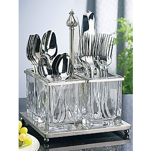 Godinger Metal and Glass Flatware Caddy