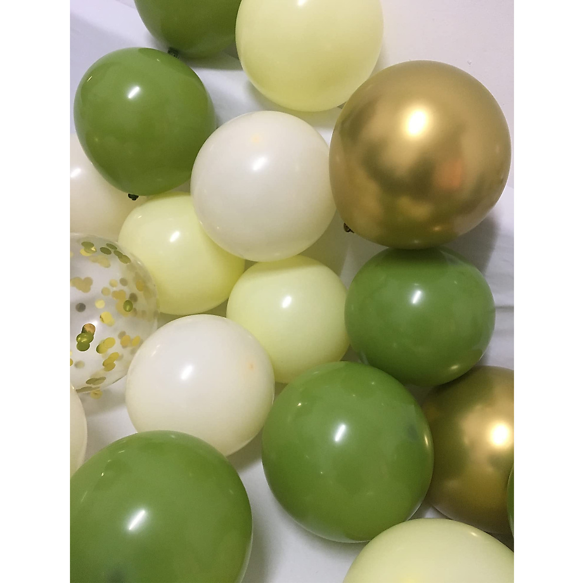 Olive Green Gold Balloons 12inch – Ivory White Pastel Yellow Green Balloons for Baby Shower Wedding Birthday Party Decorations 60 packs (Lime Green)