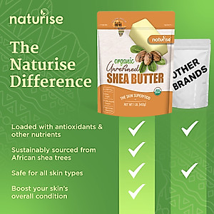 Naturise - African Shea Butter Raw Organic, Pure Shea Butter Raw Organic for Skin and Hair, Shea African Butter Skin Moisturizer, Raw Shea Butter Without Artificial Fillers & GMOs, 1 lb