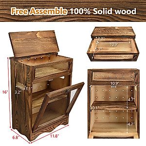 Ikee Design Free Assemble Wooden Countertop Potato and Onion Storage Bin Box,Countertop Storage Cabinet, Wooden Bread Boxes, Potato Storage, Coffee Station,11.8W x 6.8D x 16H in, Rustic Color