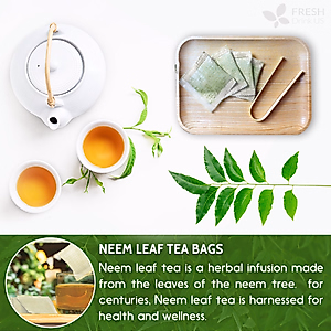 Premium 100 Neem Leaf Tea Bags, 100% Natural and Pure from Neem Leaves. Loose Leaf Neem Herbal Tea. Neem Leaf Tea. No Sugar, No Caffeine, No Gluten, Vegan.