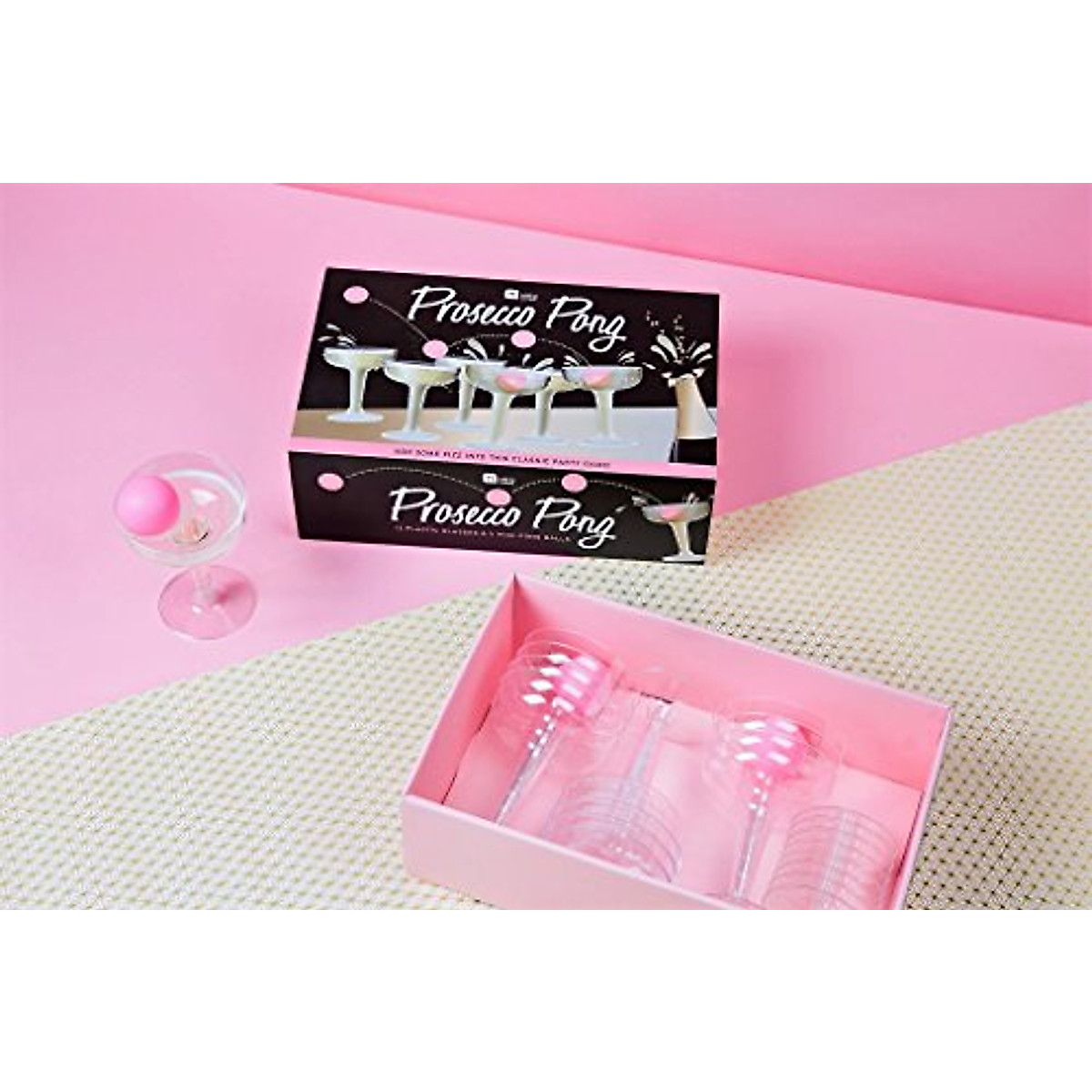 Talking Tables Prosecco Adult Drinking Includes Glasses & Ping Pong Balls | Games for Bachelorette Party, Girls Night, Birthday, Bridal Shower, NYE, Cham, 12 Glasses