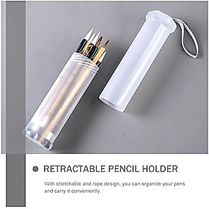Operitacx 2pcs Extendable Plastic Paint Brush Case Clear Long Paint Brush Holder Tube Storage Paintbrush Organizer Pencil Container Dustproof Watercolor Pen Container for Drawing Tools