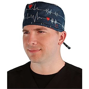 Sparkling EARTH Heartbeats on Navy - Unisex Classic Surgical Style Scrub Working Cap - Built in Sweatband- 100% Cotton - Made in The USA!